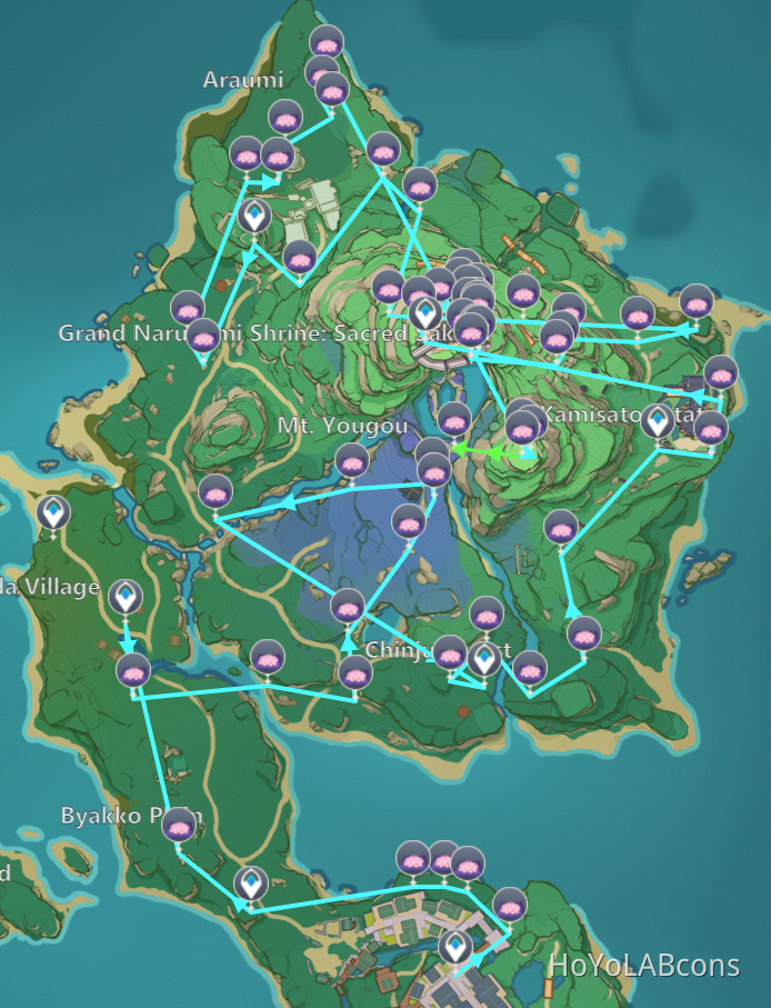 Rute Farming Sakura Bloom Genshin Impact | HoYoLAB