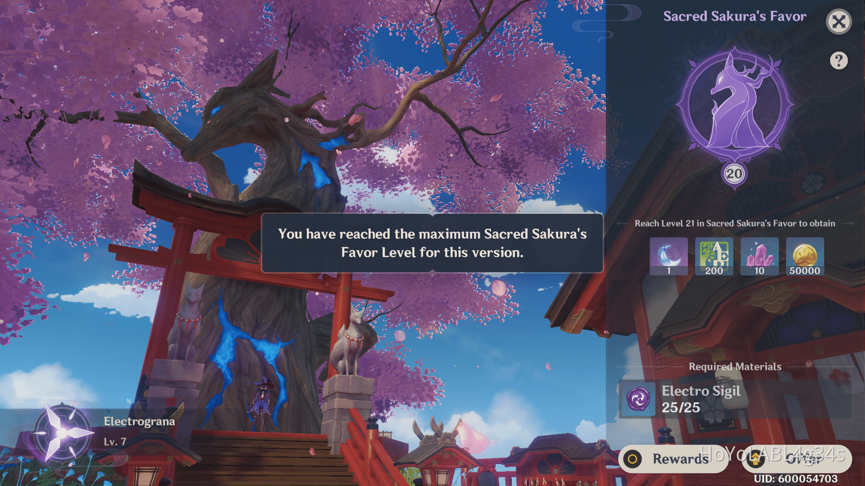 Sacred Sakura's Favor level limit Genshin Impact | HoYoLAB