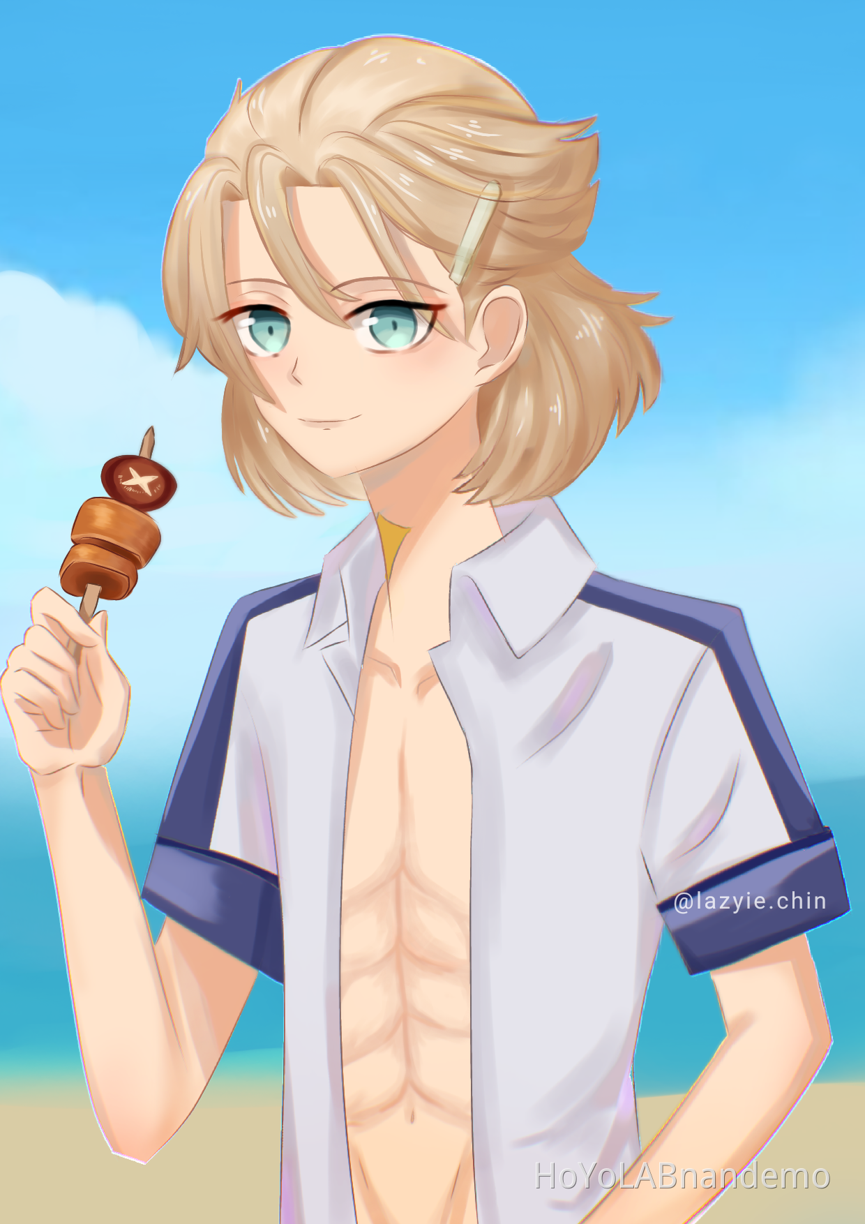 Chicken Mushroom Skewers with Albedo under the Summer Sun! Genshin ...