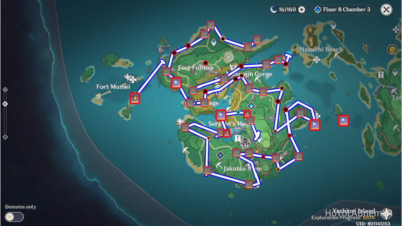 Inazuma World Farming Route 1/3 (Narukami, Kannazuka, Yashiori ...