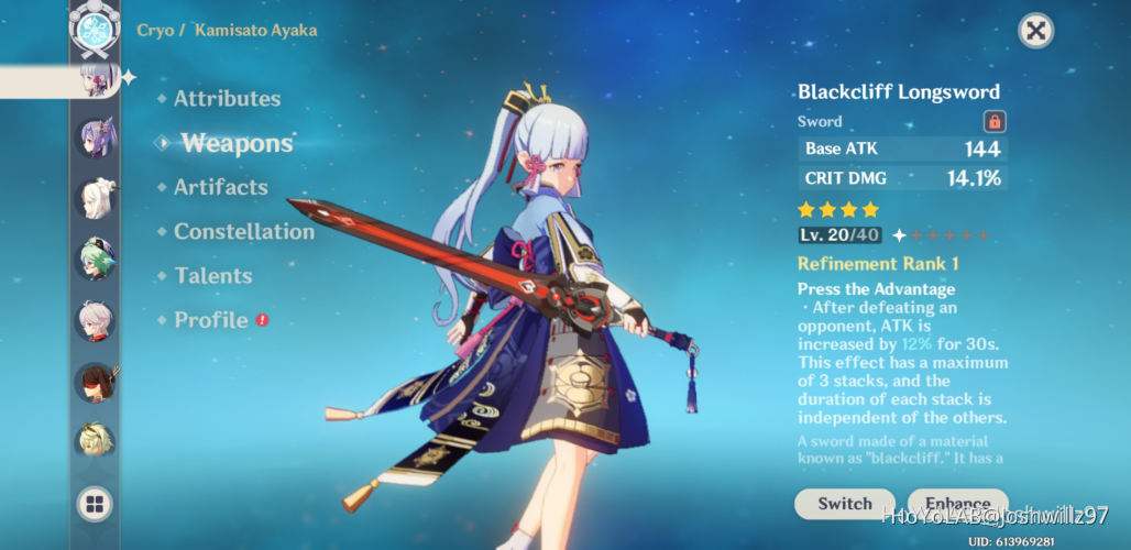 Got my Ayaka the Blackcliff Longsword in case I don't get the ...