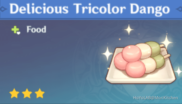Genshin Impact Recipe: Inazuma food Tricolor Dango Genshin Impact | HoYoLAB