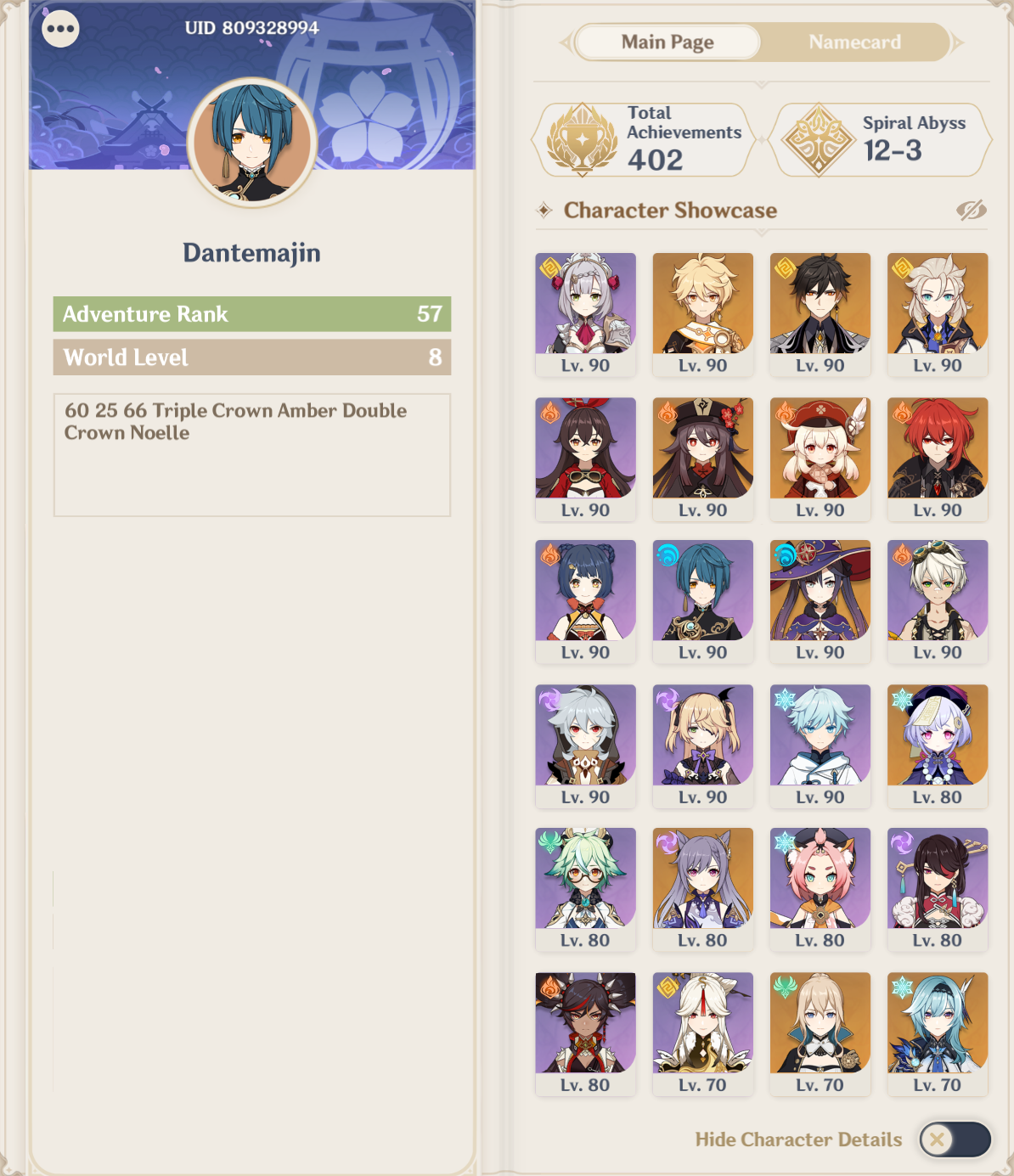 If profile has more character showcase be like Genshin Impact | HoYoLAB