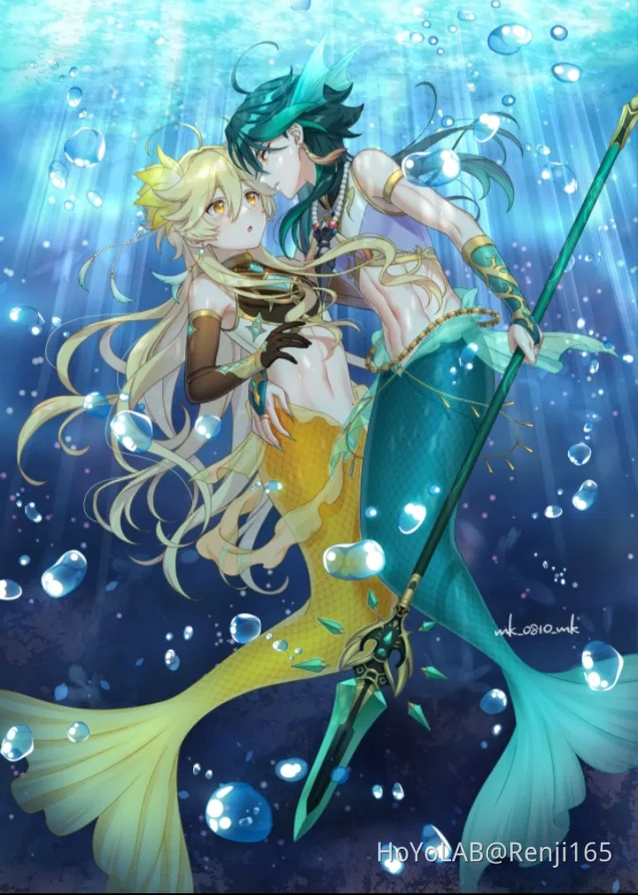 Aether X Xiao mermaids fanart Genshin Impact | HoYoLAB