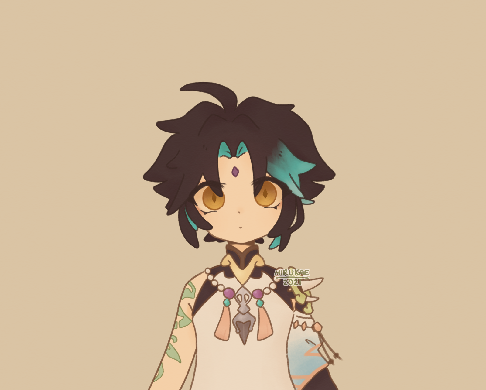 Vigilant Yaksha · Xiao (2021 Birthday Art) Genshin Impact | HoYoLAB