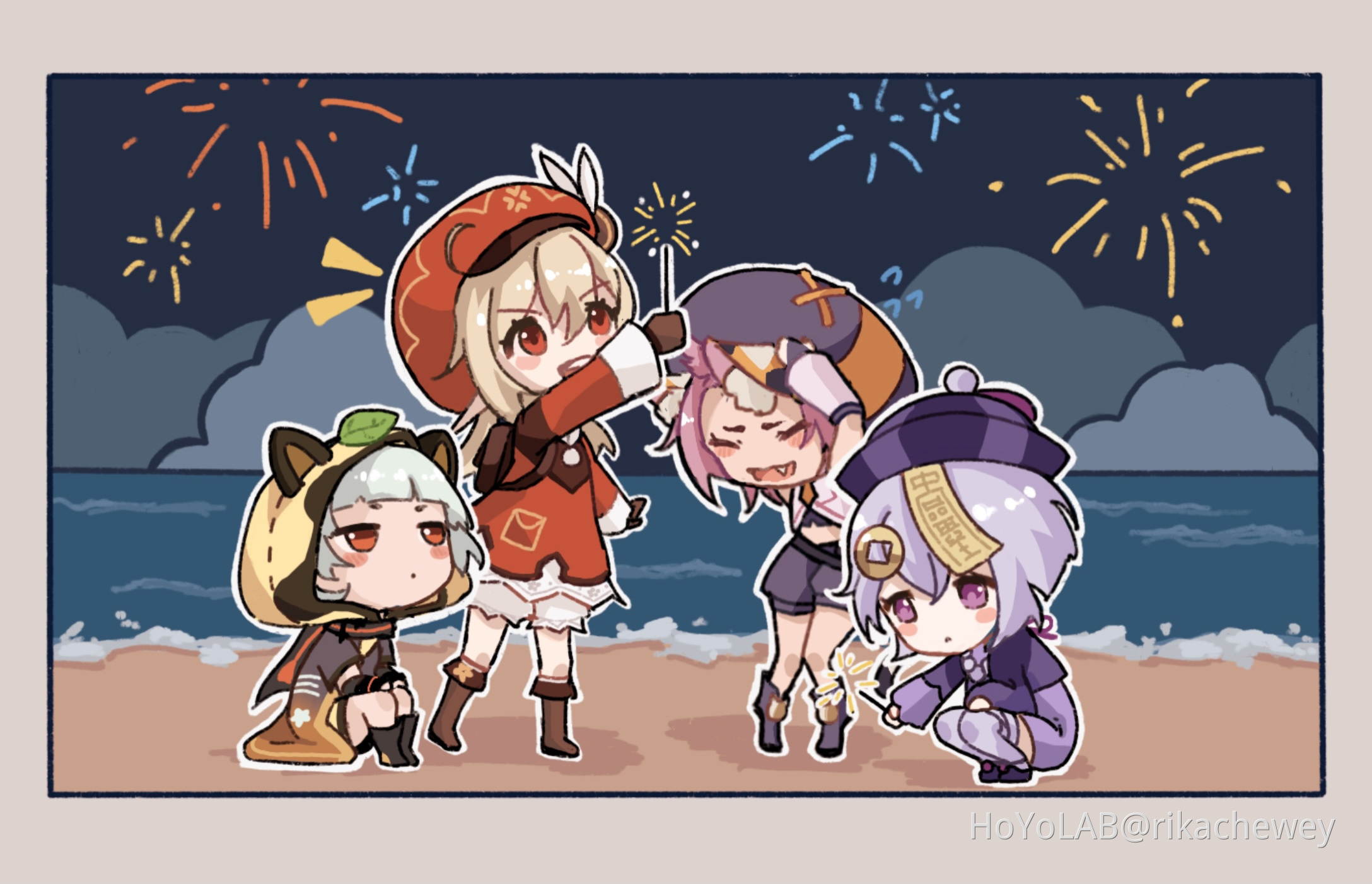 lighting up fireworks with the children Genshin Impact | HoYoLAB