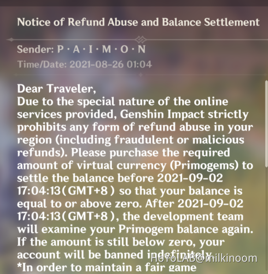 WRONGFUL BAN of my account, upcoming 9/2/21 (negative primogem issue & misunderstanding) Genshin ...
