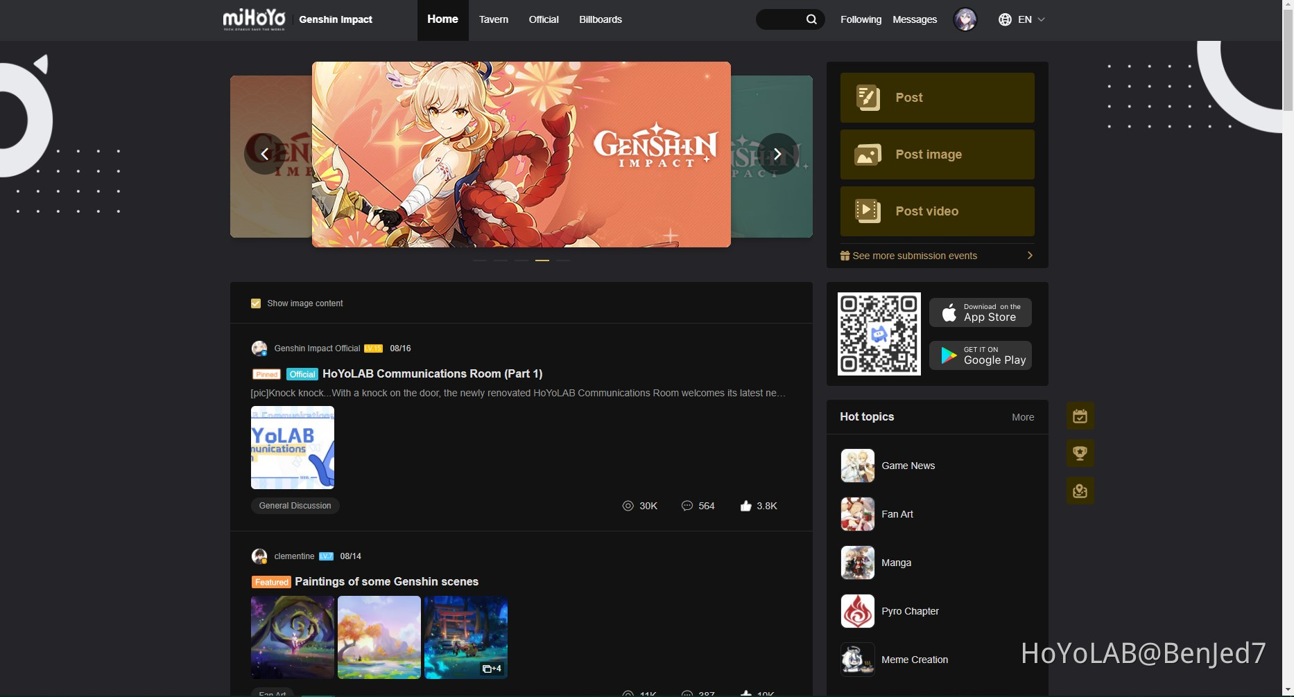 Dark mode in Hoyolab Genshin Impact | HoYoLAB