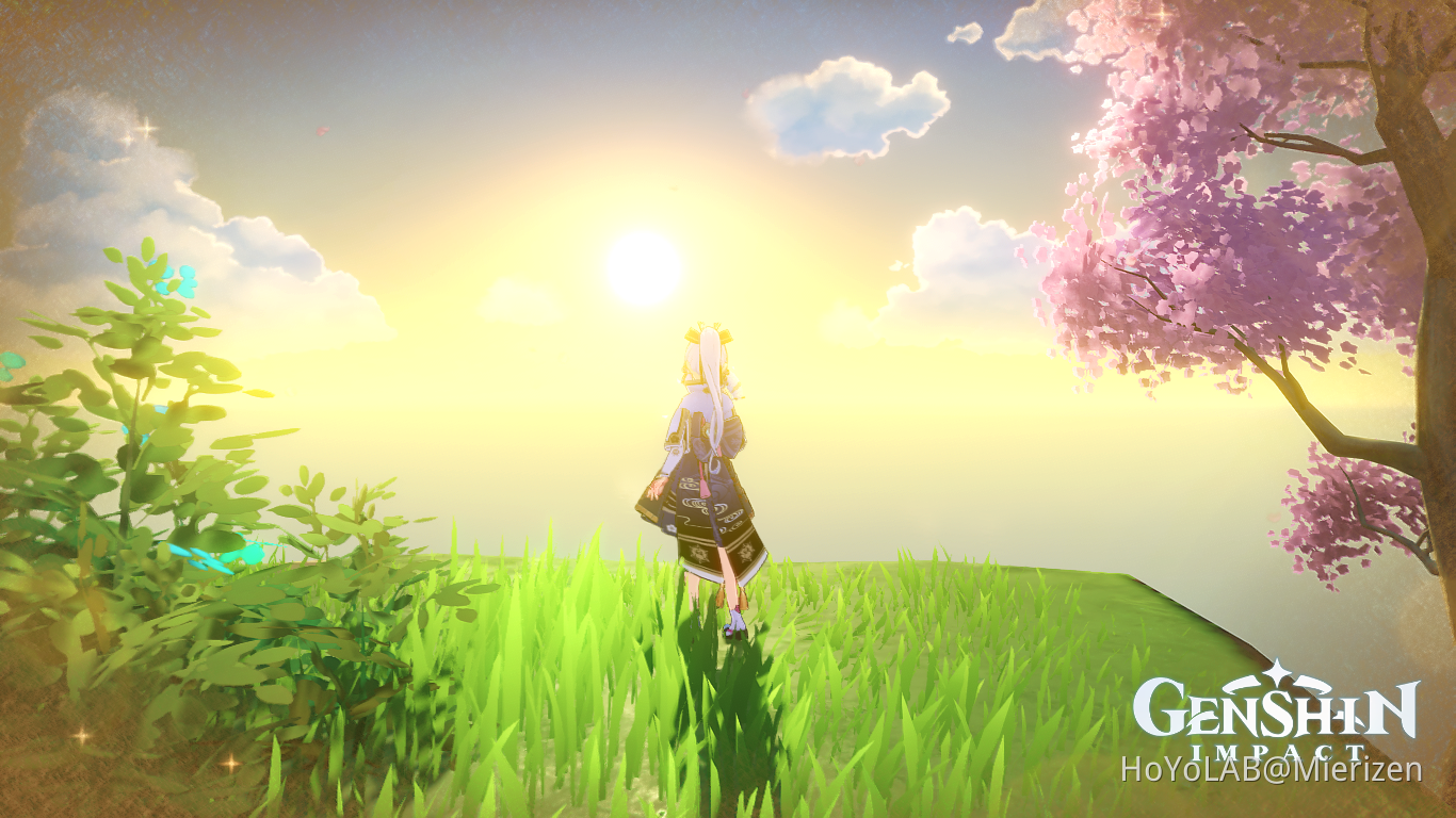 The sun on the mountain and Ayaka (with Yanfei) Genshin Impact | HoYoLAB