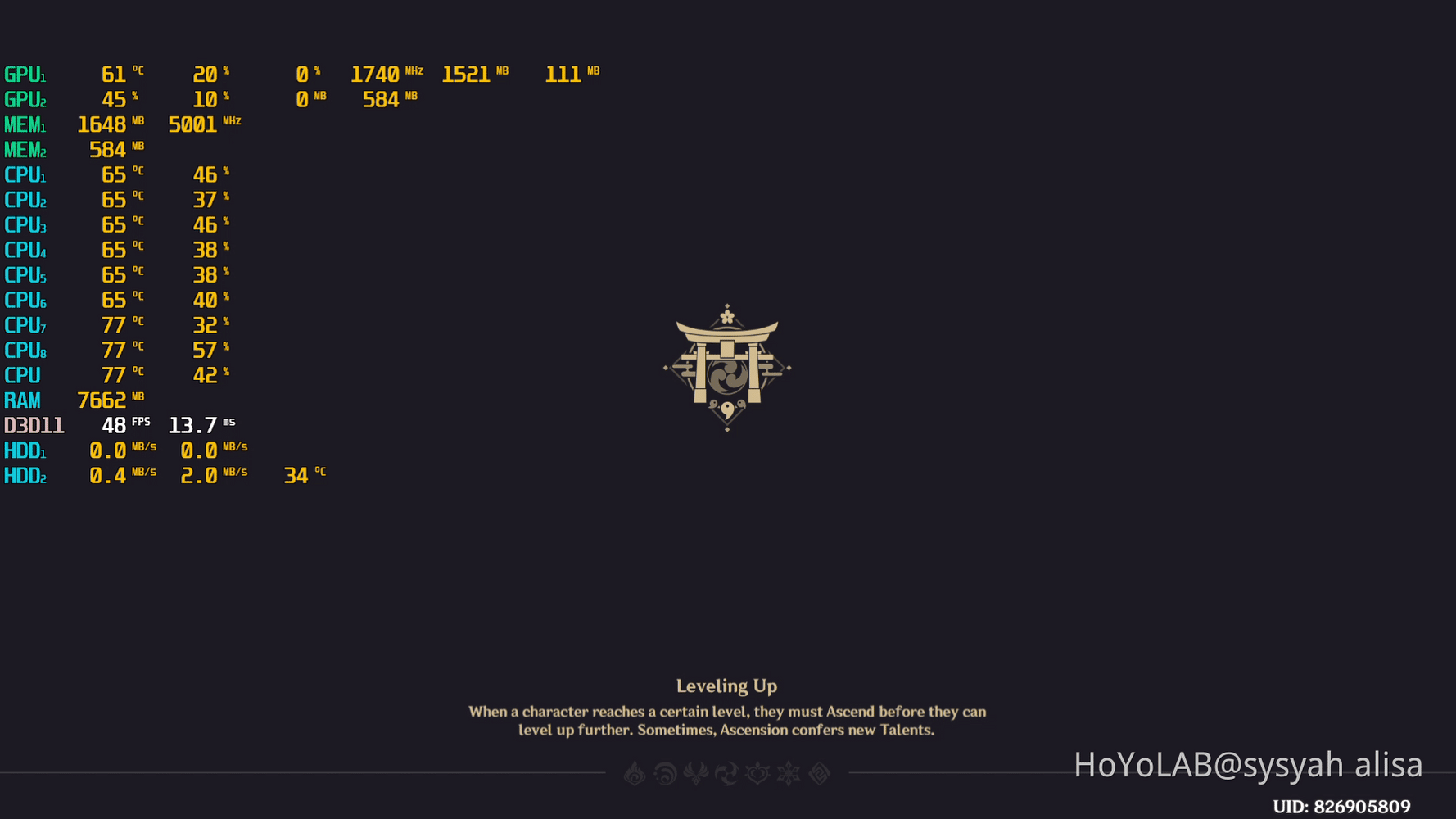 Just testing other msi laptop that how much usage this games run in ...