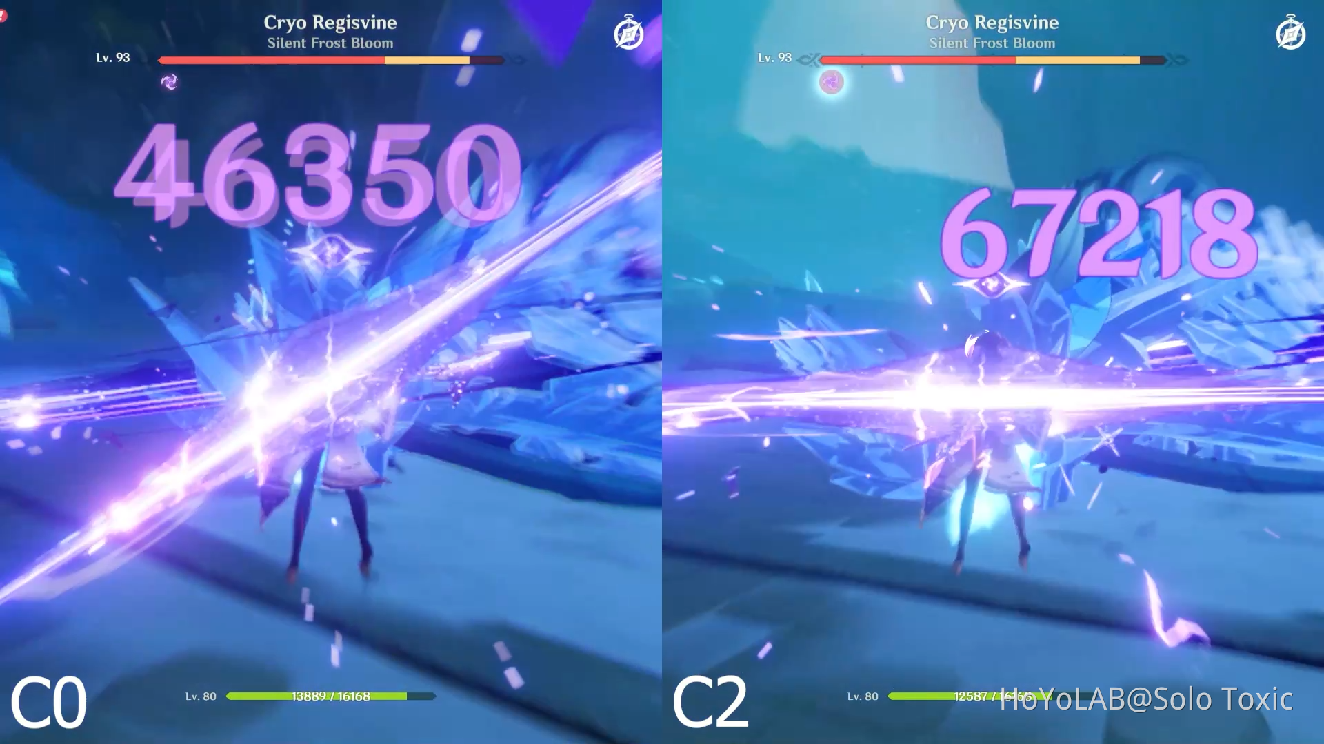 C0 & C2 Raiden Shogun damage comparison (with & without food) Genshin ...