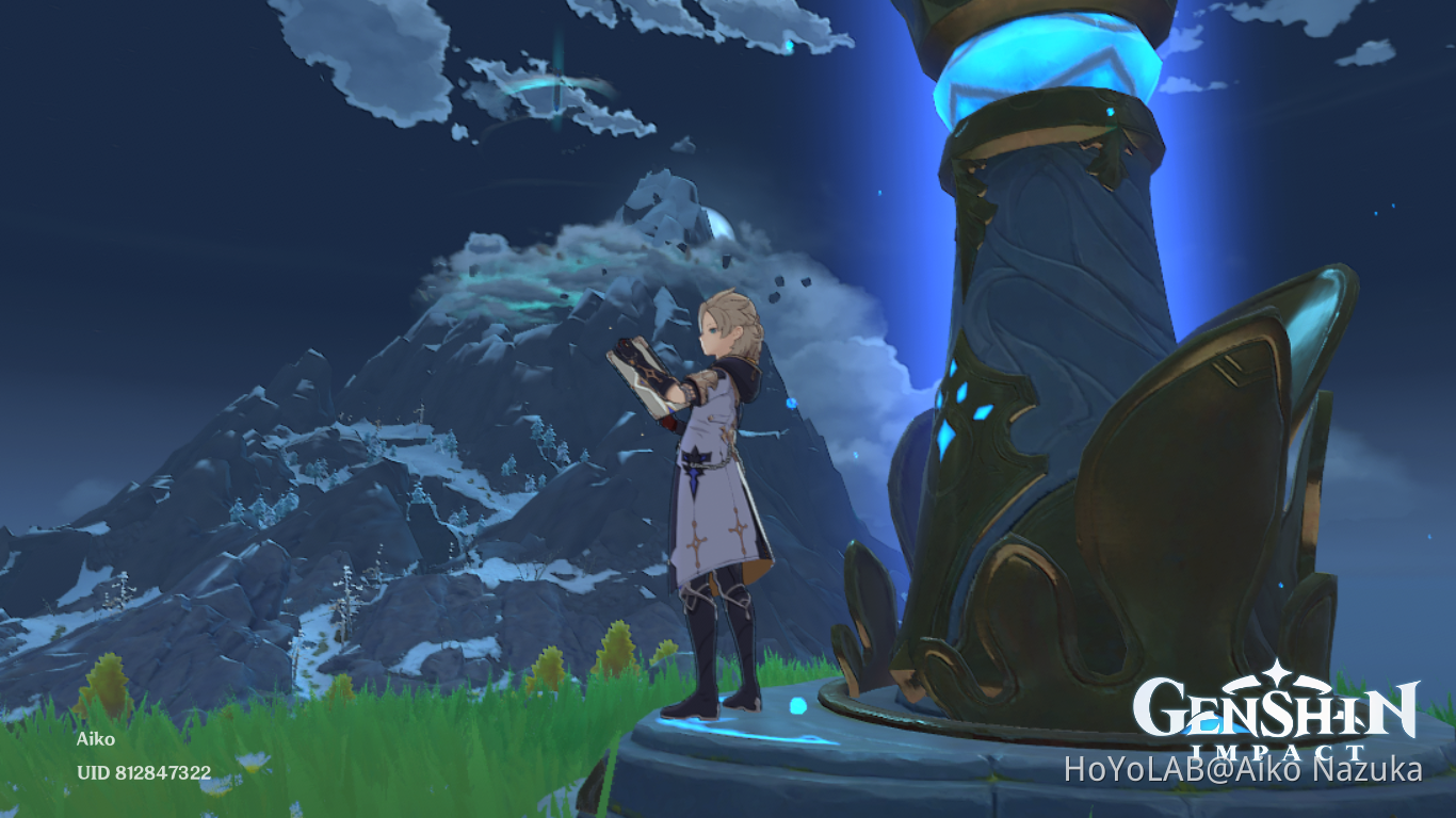 Albedo drawing Dragonspine in the night from afar. Genshin Impact | HoYoLAB