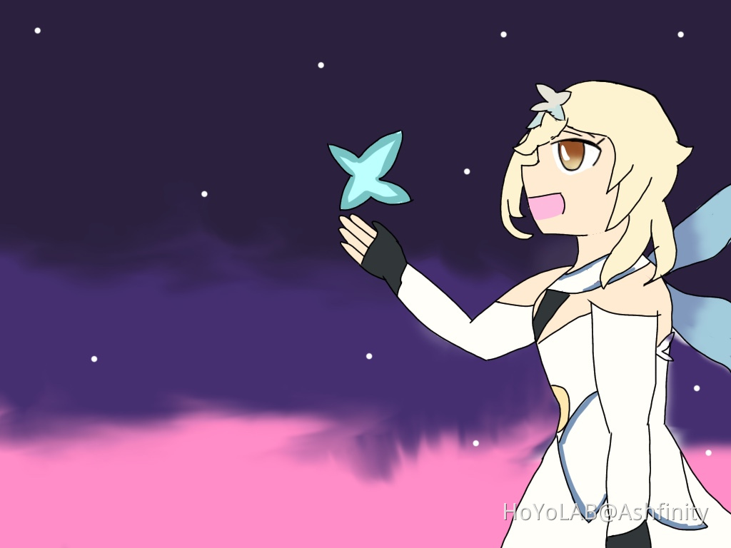 I tried drawing Lumine for the first time (I am not the best artist ...