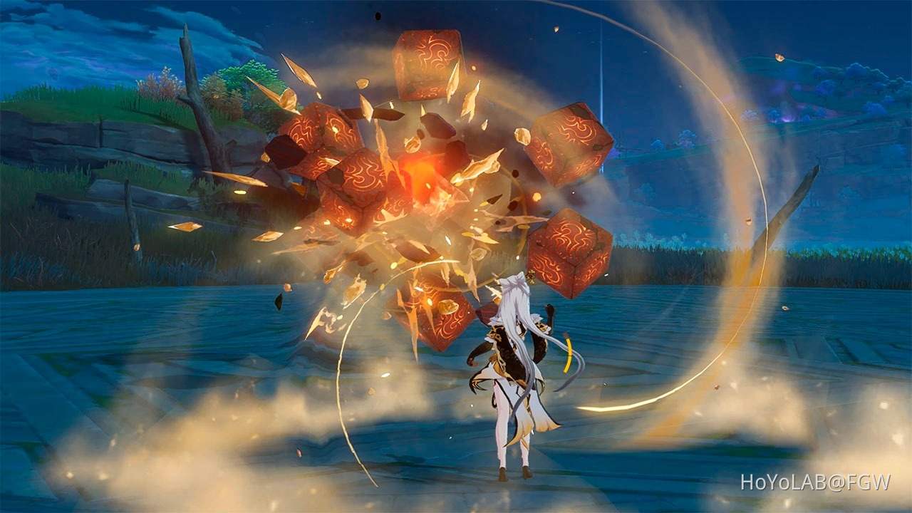 Genshin Impact. Destroying Pyro Hypostasis without Dodging Attacks. PC ...