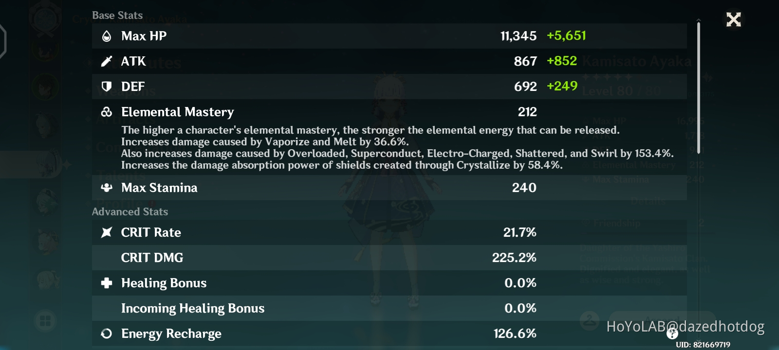 Ayaka Stats Genshin Impact | HoYoLAB