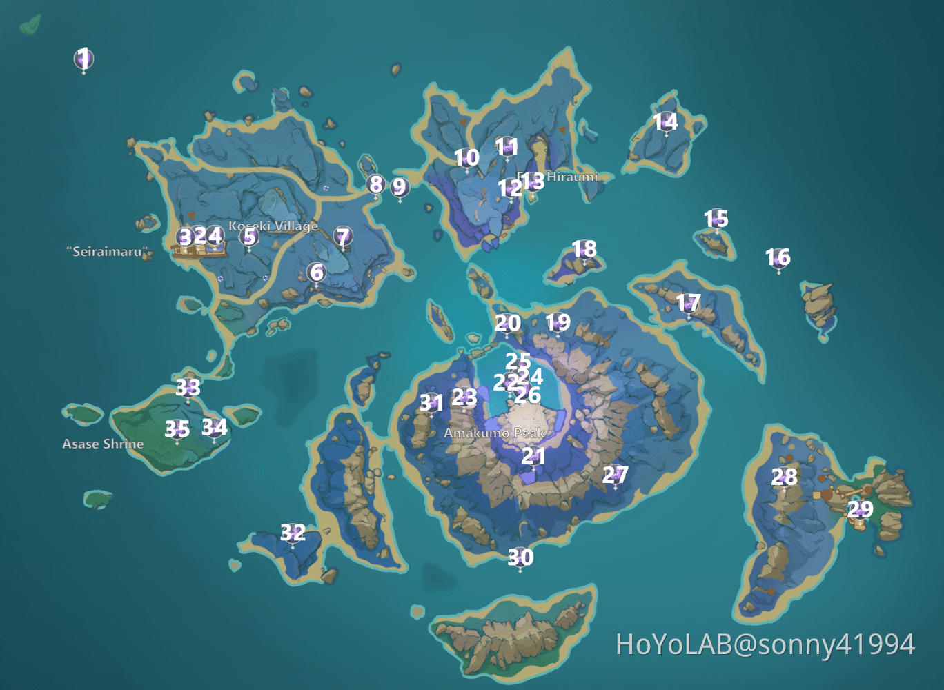All 35 Electroculus in Seirai Island Genshin Impact | HoYoLAB