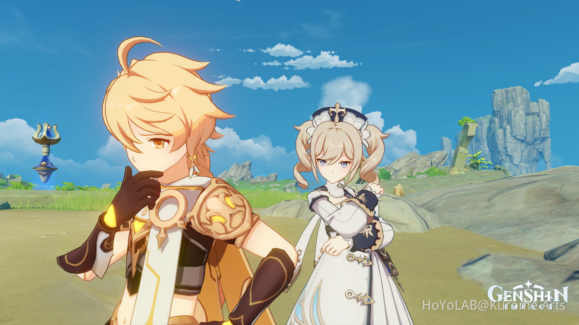 Barbara eyeing up Aether Genshin Impact | HoYoLAB