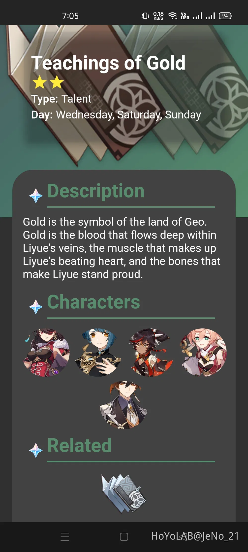 Wednesday Talent Materials Genshin Impact | HoYoLAB