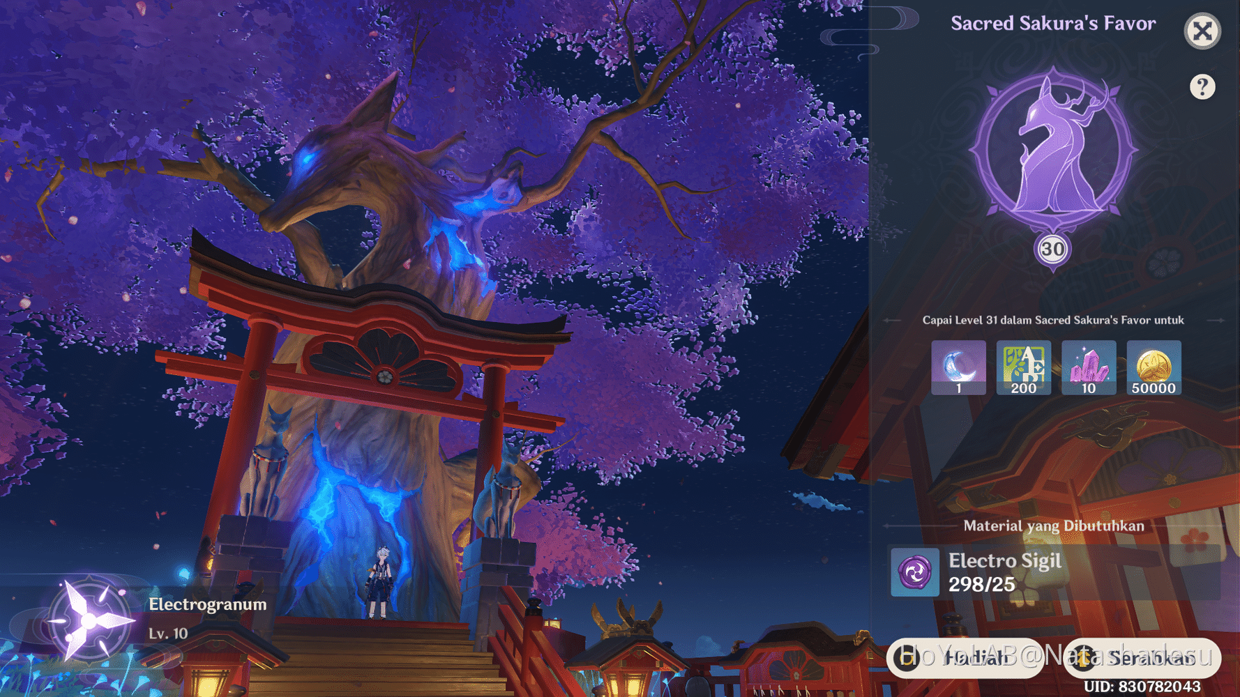 Has anyone touched the 300/300+ electro sigil? *Sacred Sakura Tree ...