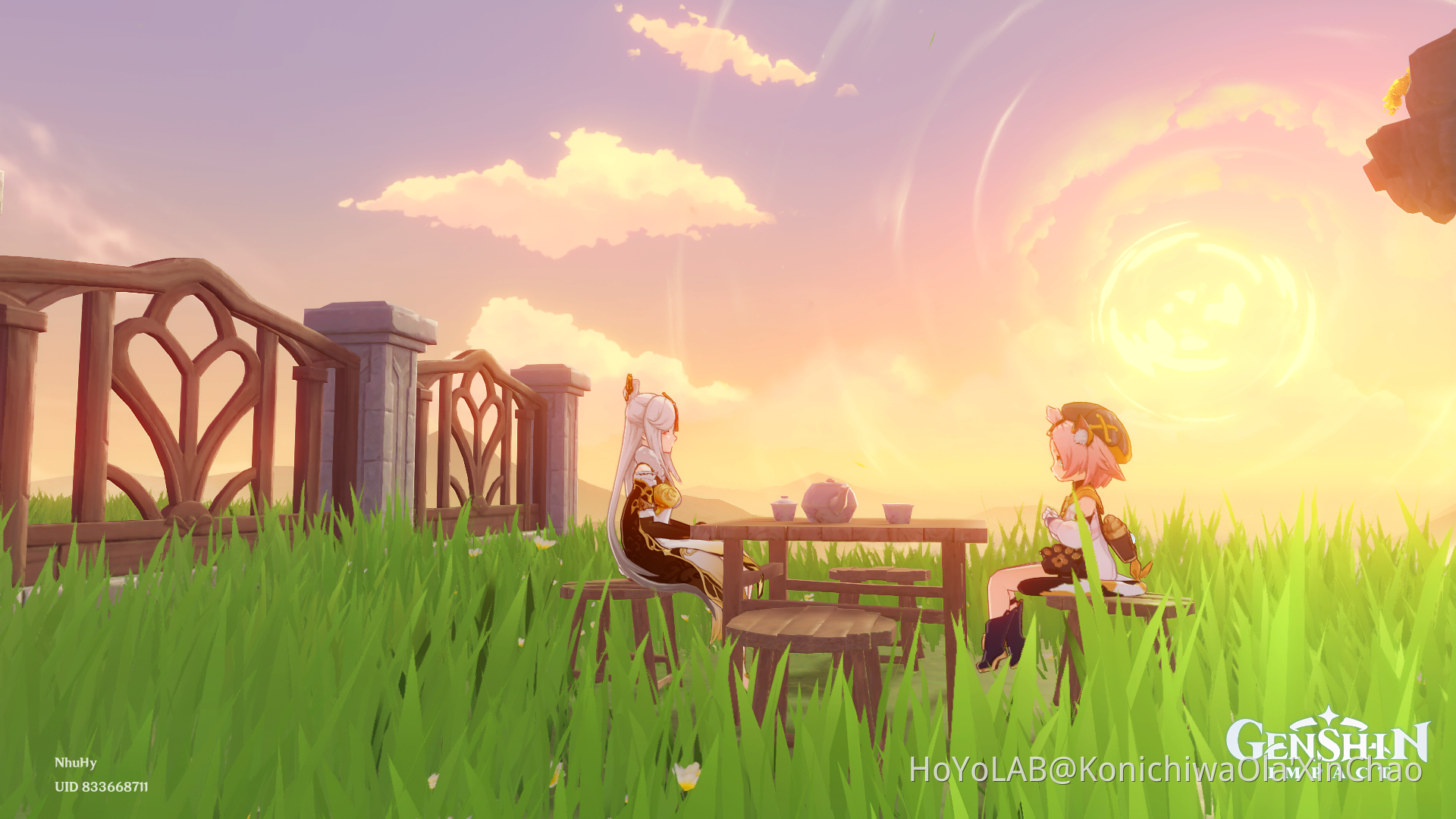 Drinking tea with friend ! What a nice view ! Genshin Impact | HoYoLAB