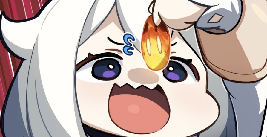 Paimon eating a Pyro Slime also am a new account so this is my 1st post ...