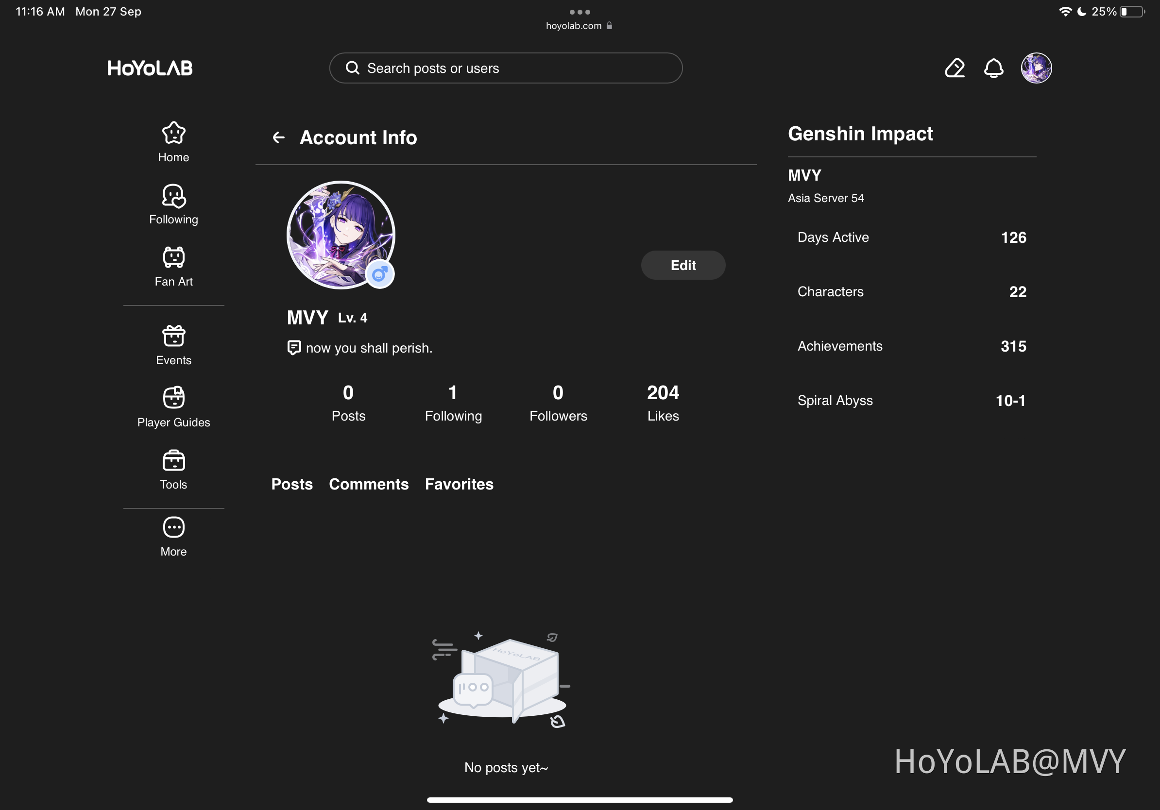Dark Hoyolab Genshin Impact | HoYoLAB
