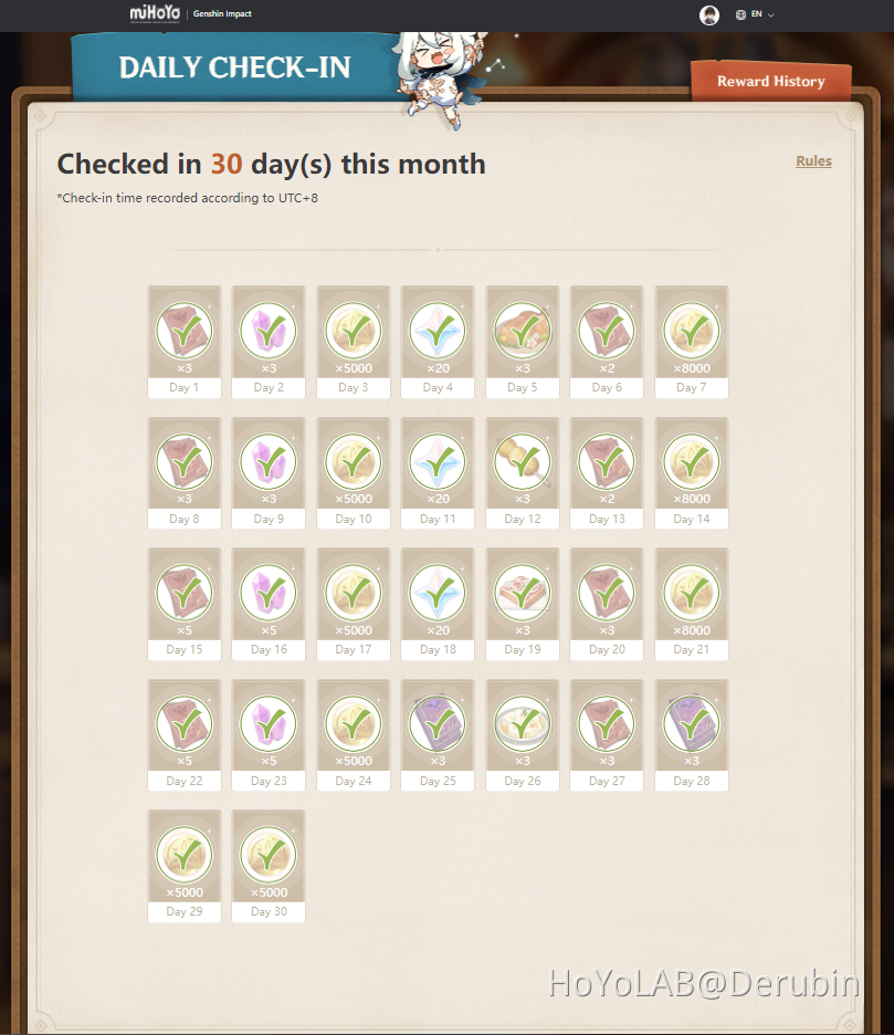 September 2021 Complete Daily Check-in Genshin Impact | HoYoLAB
