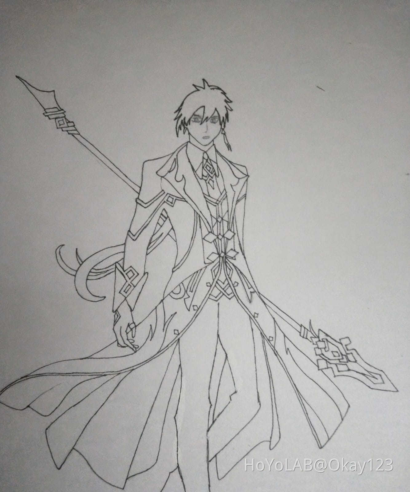 Simple sketch of the Almighty Geo Archon Genshin Impact | HoYoLAB