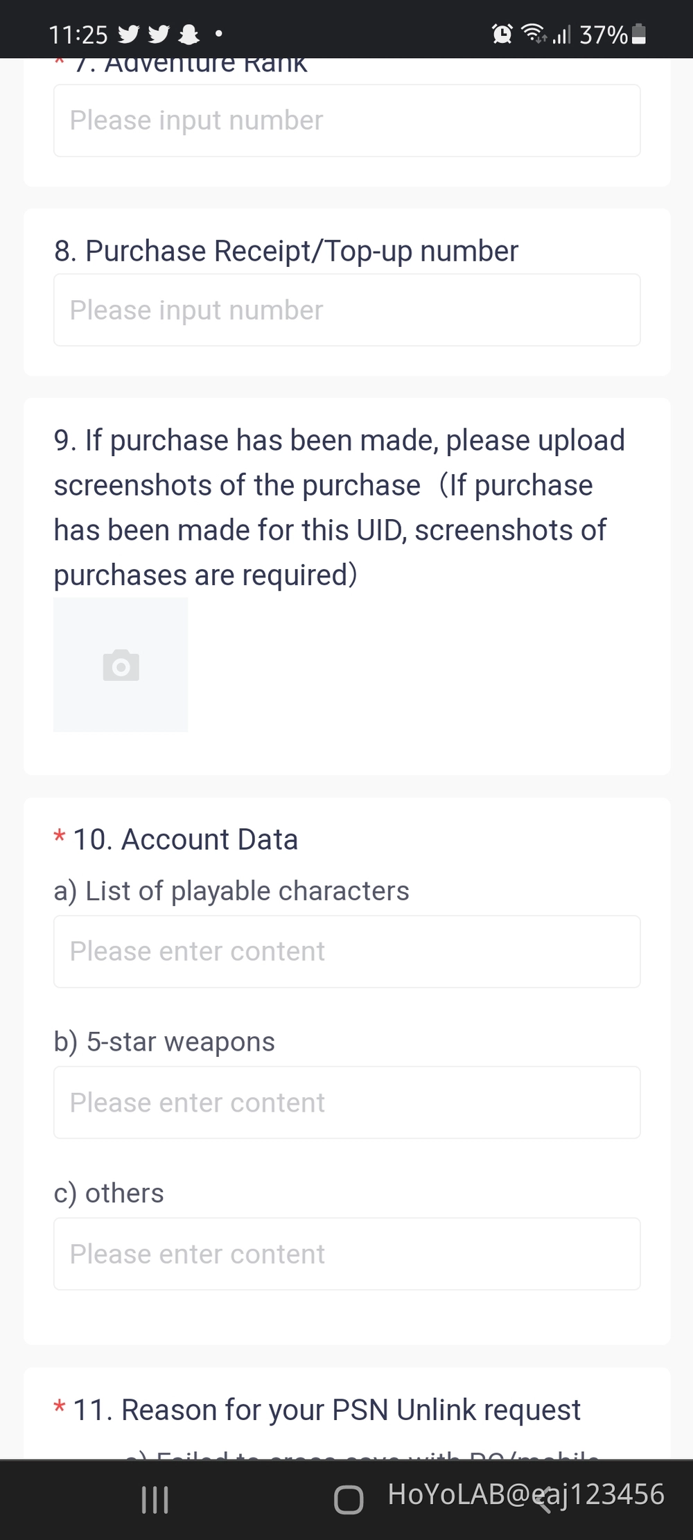 PSN UNLINK FORM Genshin Impact | HoYoLAB