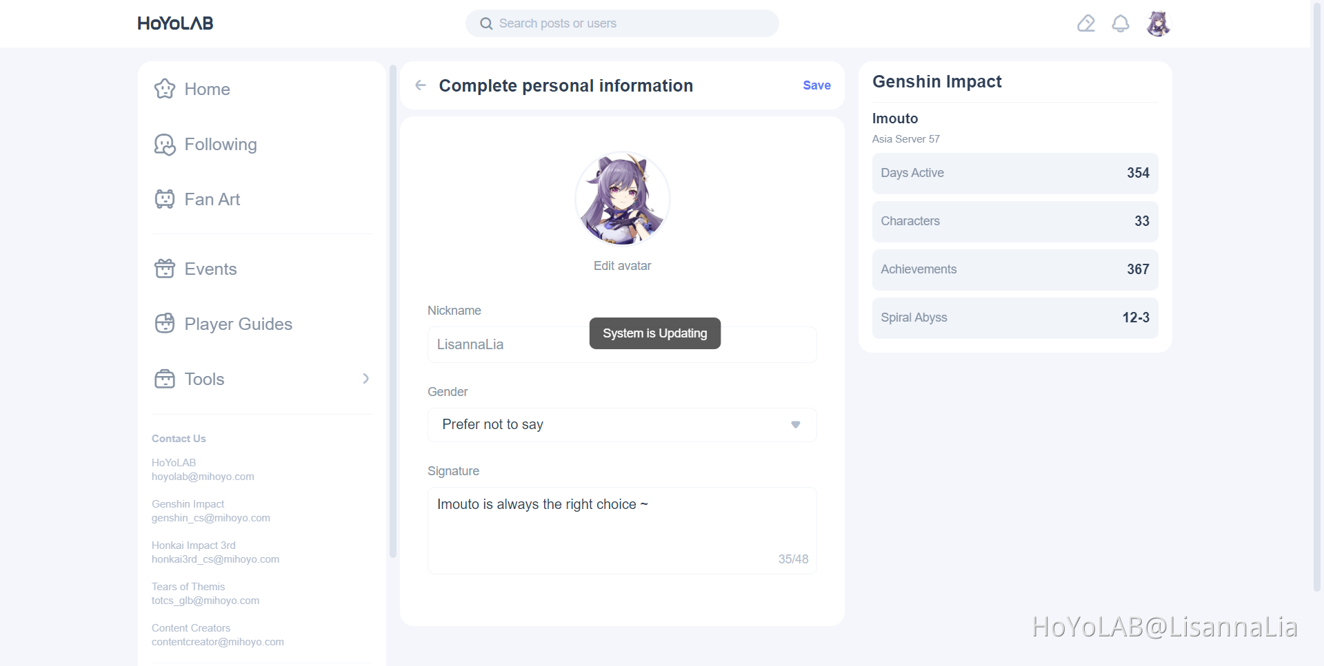 Changing hoyolab profile picture issue Genshin Impact | HoYoLAB
