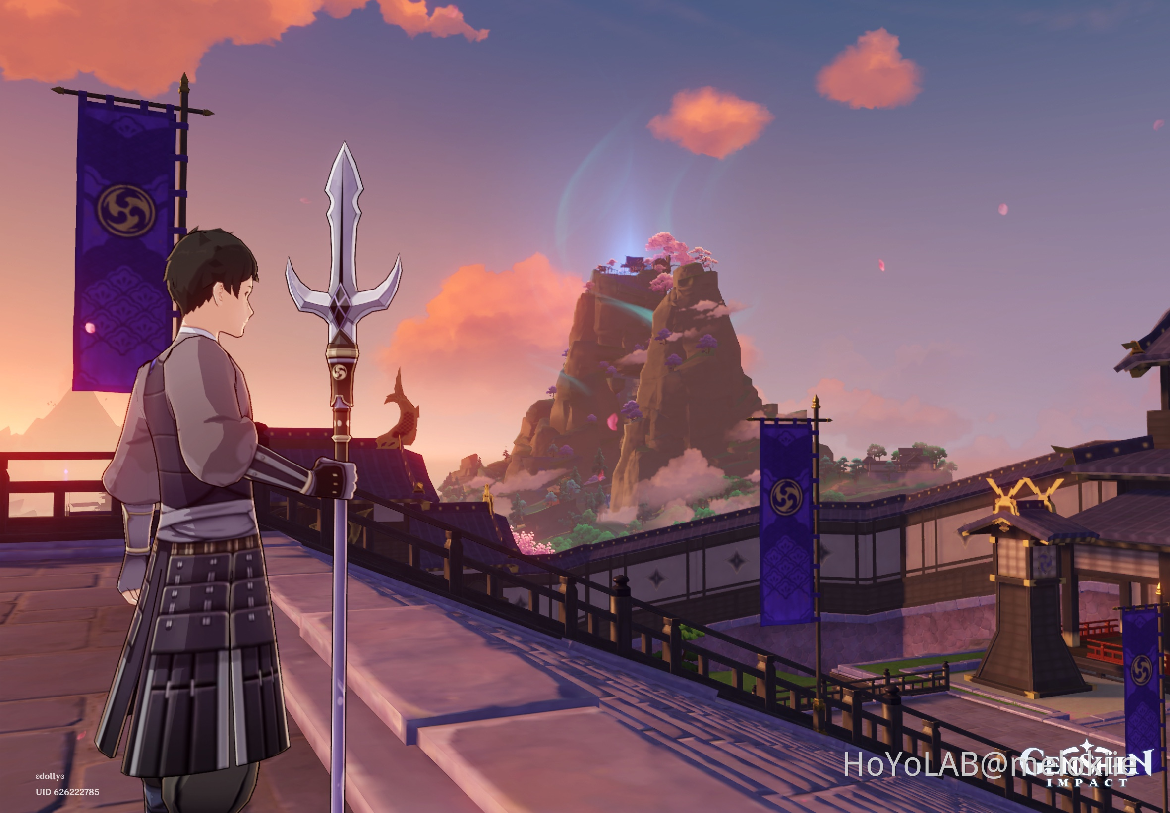 see that blue glowing thing, and the beautiful sunset? Genshin Impact ...