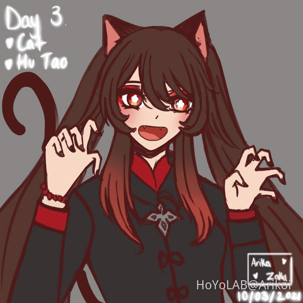 Inktober day 3: Cat (Hu Tao) Genshin Impact | HoYoLAB
