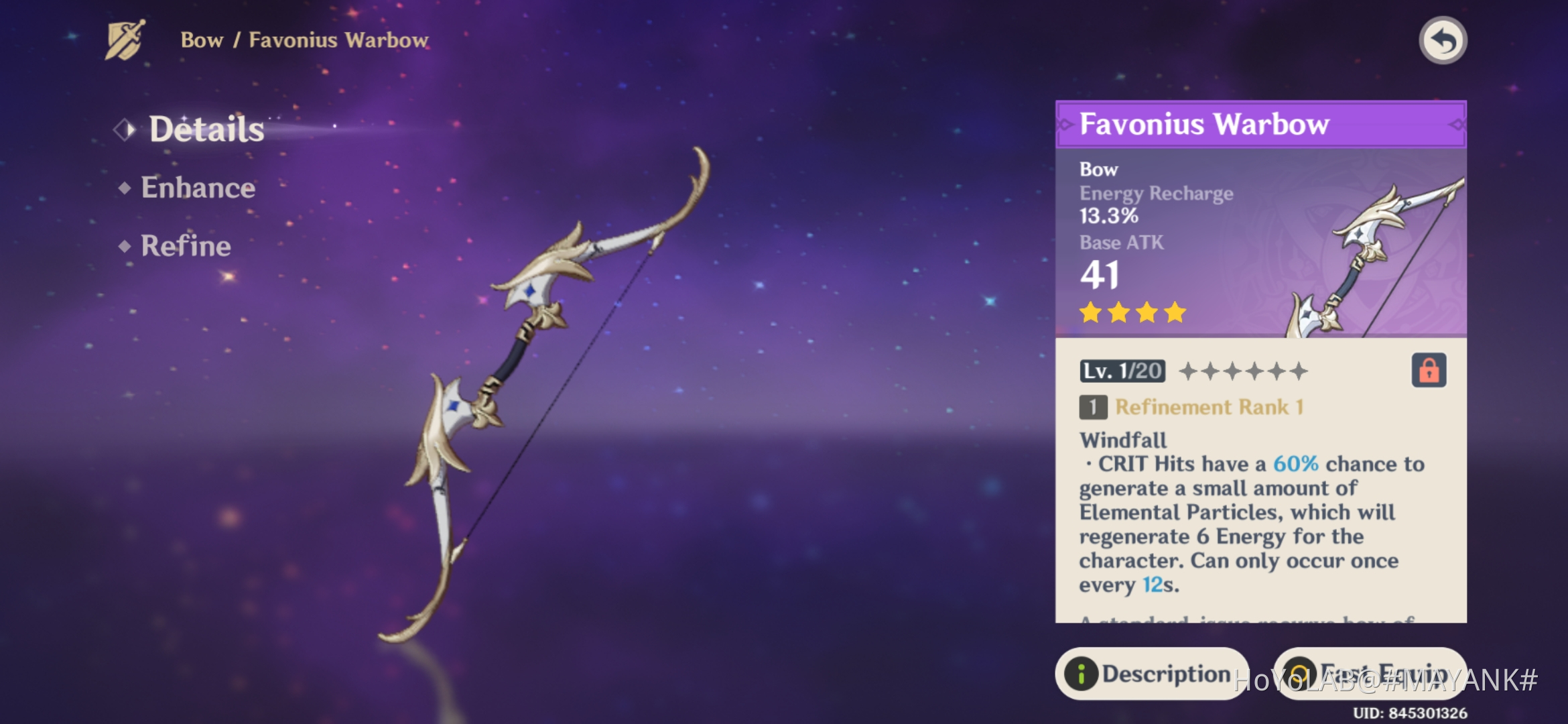 I got 4 star bow Genshin Impact | HoYoLAB