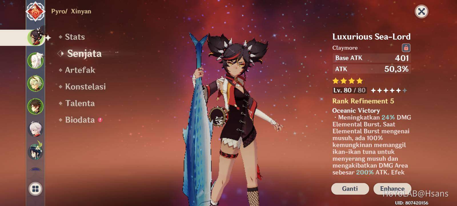 Build Sub Dps/Burst Dps Xinyan versi gw Genshin Impact | HoYoLAB