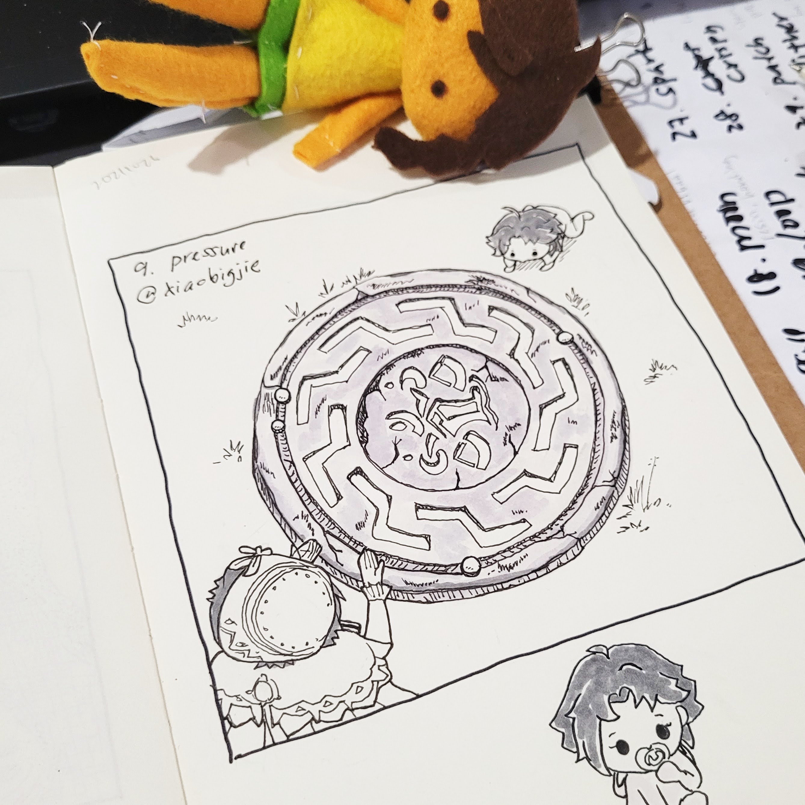 Day 9 Pressure, w/ Venti Baby Xiao - Inktober GenshinTober! Genshin ...