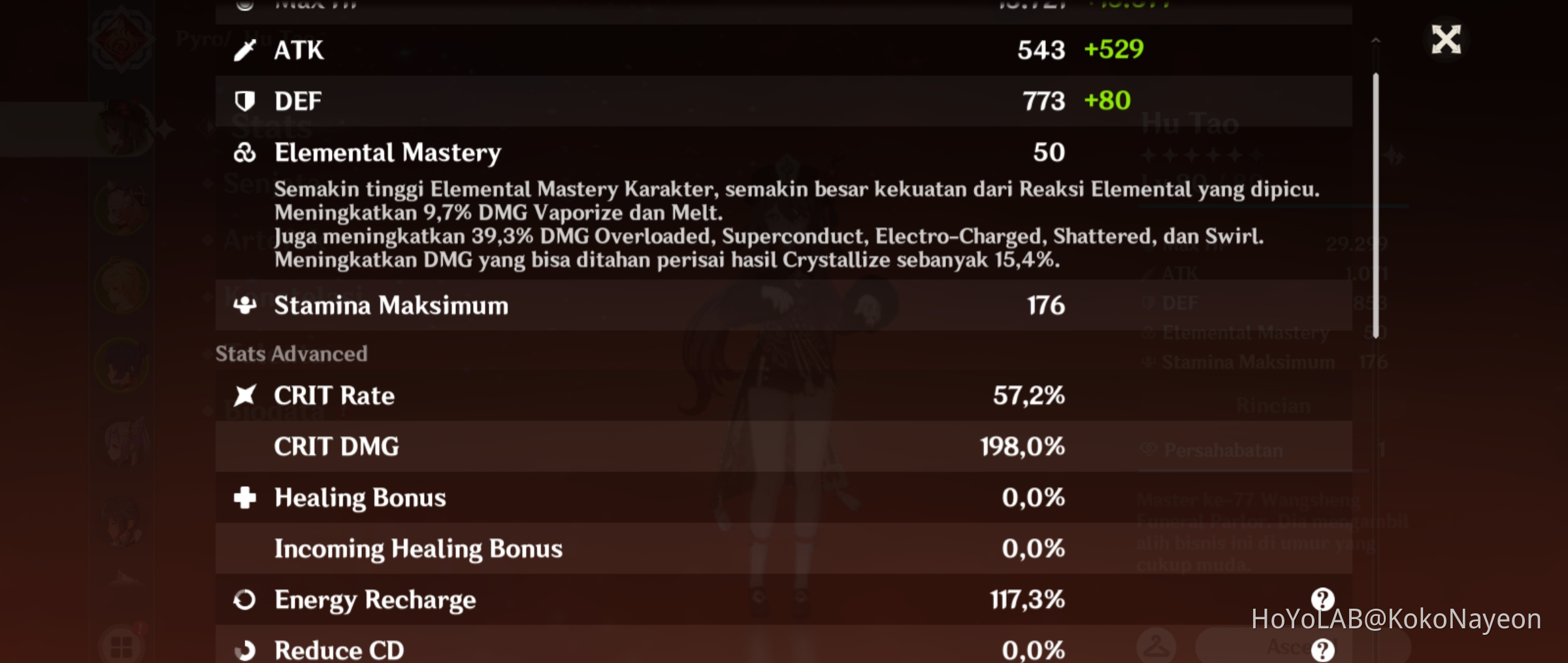 Nanya dong crit rate sama crit dmg segini udh cukup blm buat Hu Tao ...