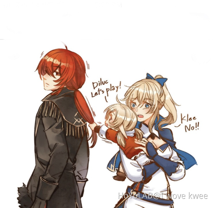 A nice family picture for diluc Jean and little cutie pie klee Genshin ...