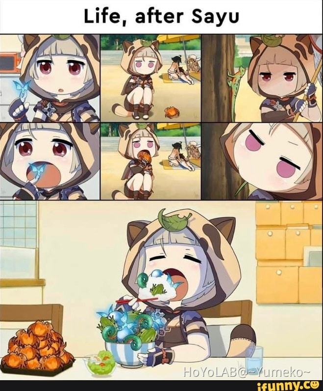 Sayu eat every thing she finds on here way Genshin Impact | HoYoLAB