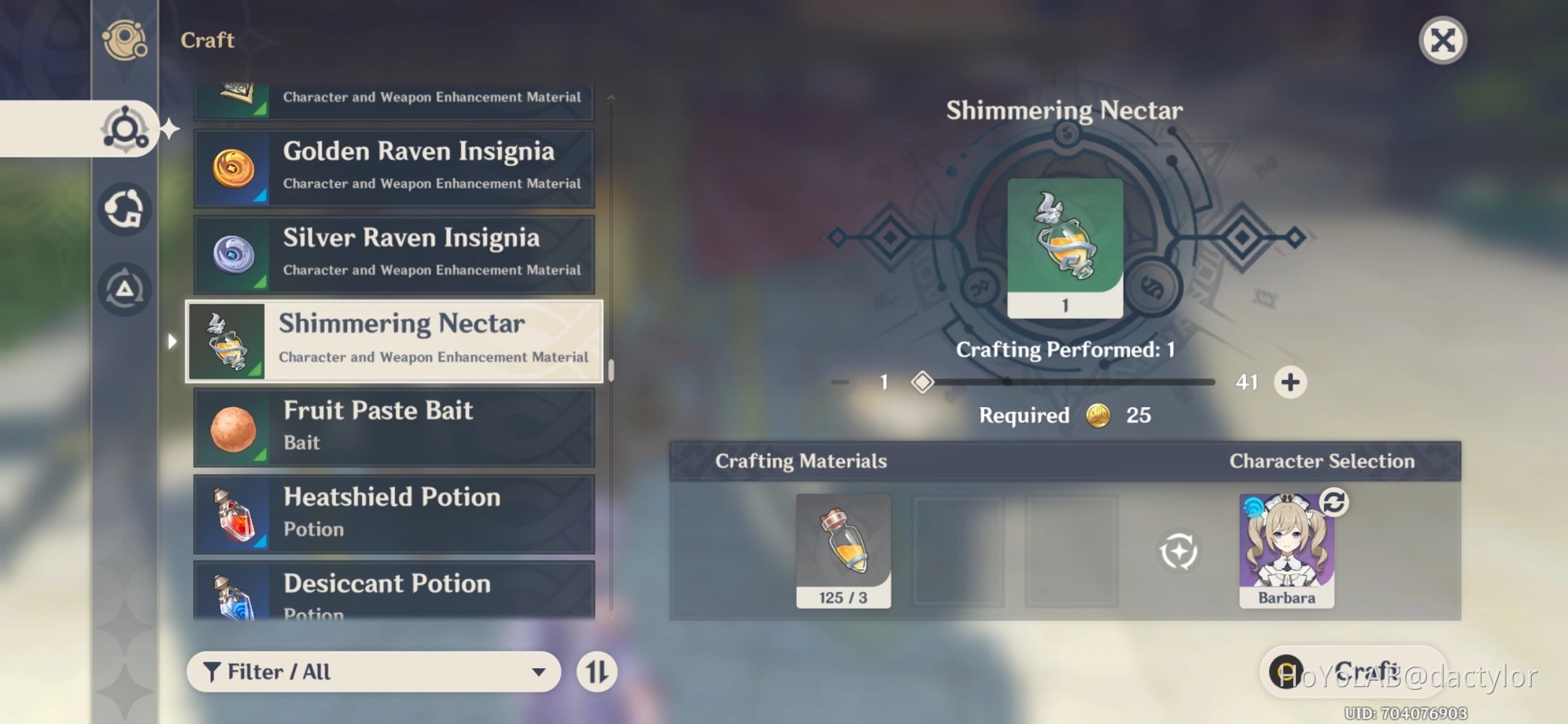 Energy nectar not in alchemy bench Genshin Impact | HoYoLAB