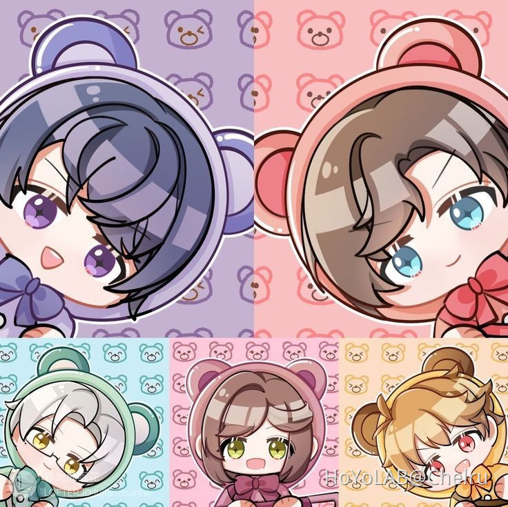 Chibi Marius,Artem,Vyn,Rosa and Luke in bear pajamas 🌸 Tears of Themis ...