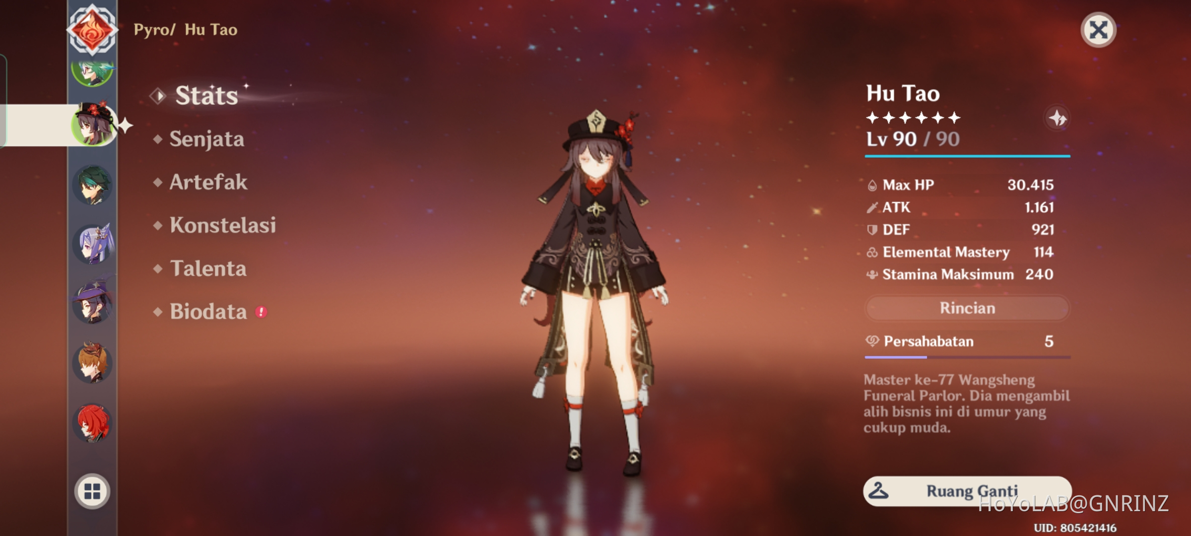 Build hu tao lava walker(edisi kena mental mulung Crimson) Genshin ...