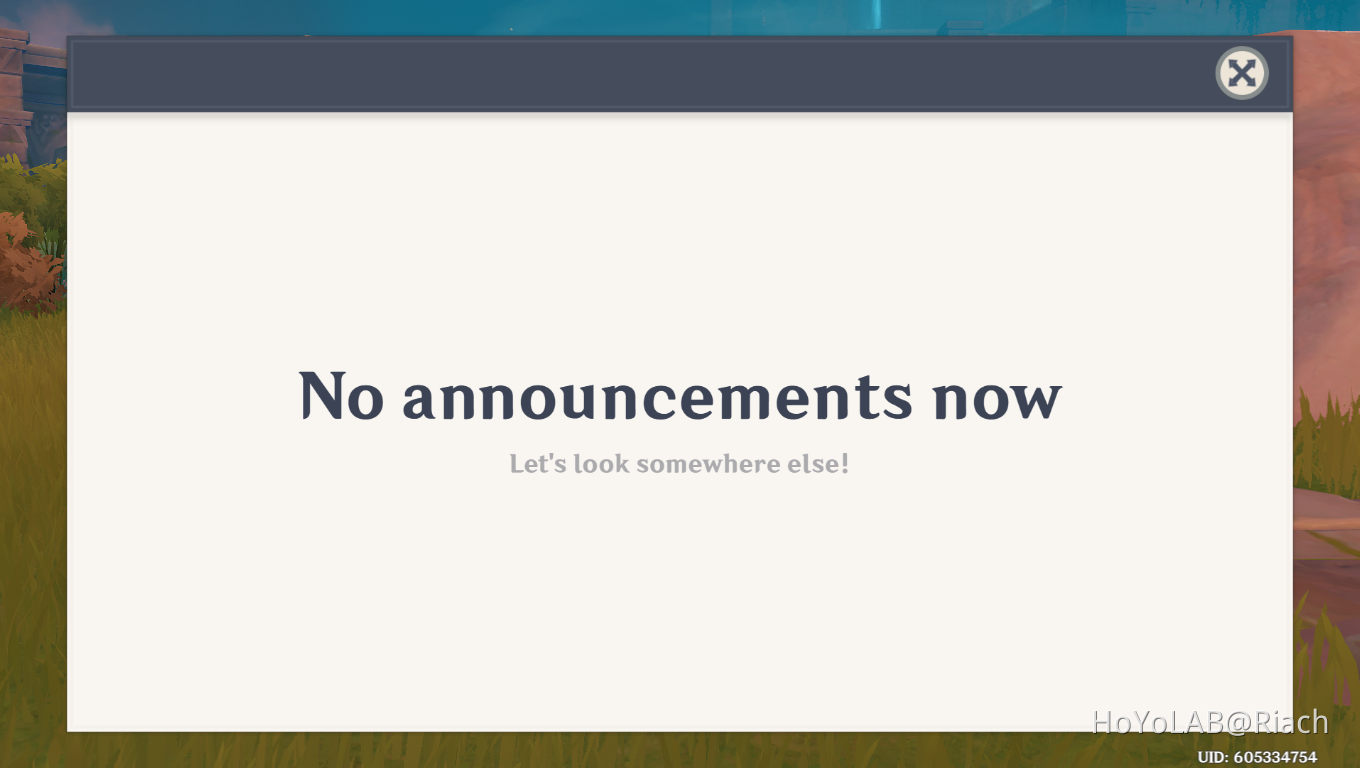 No announcements now Genshin Impact | HoYoLAB