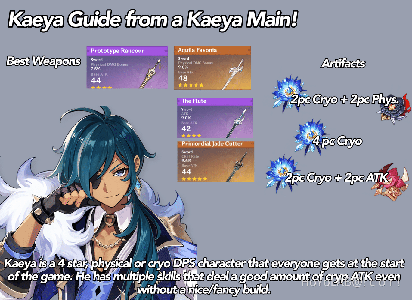 Kaeya - Main/Sub DPS Build Guide! Artifacts and Weapons! *Please don’t ...