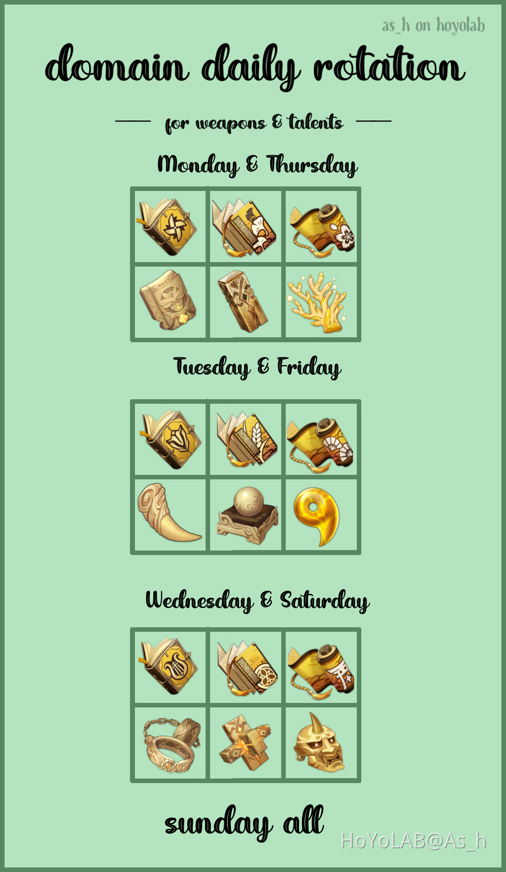 daily domain rotation Genshin Impact | HoYoLAB