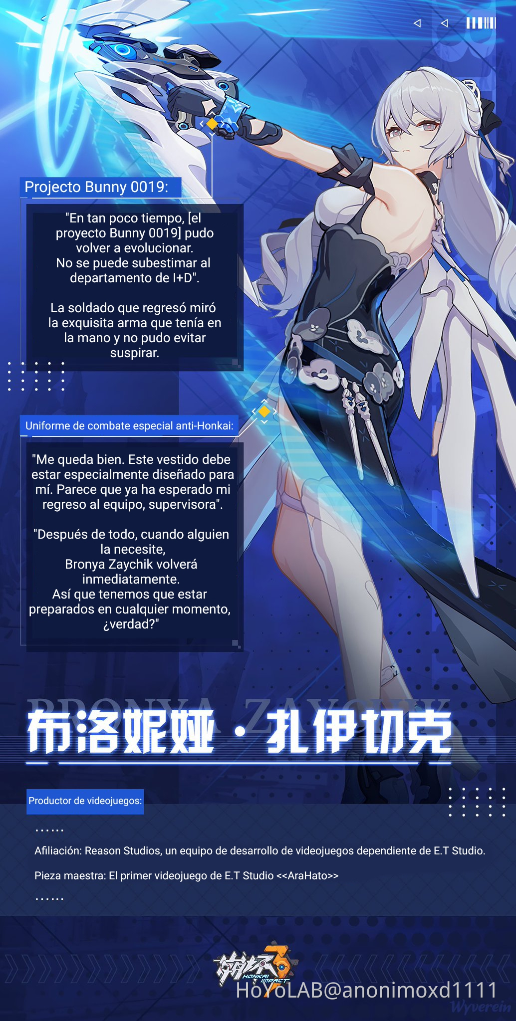 breve información de proyecto bunny 0019 y Bronya (Apho 2) Honkai ...