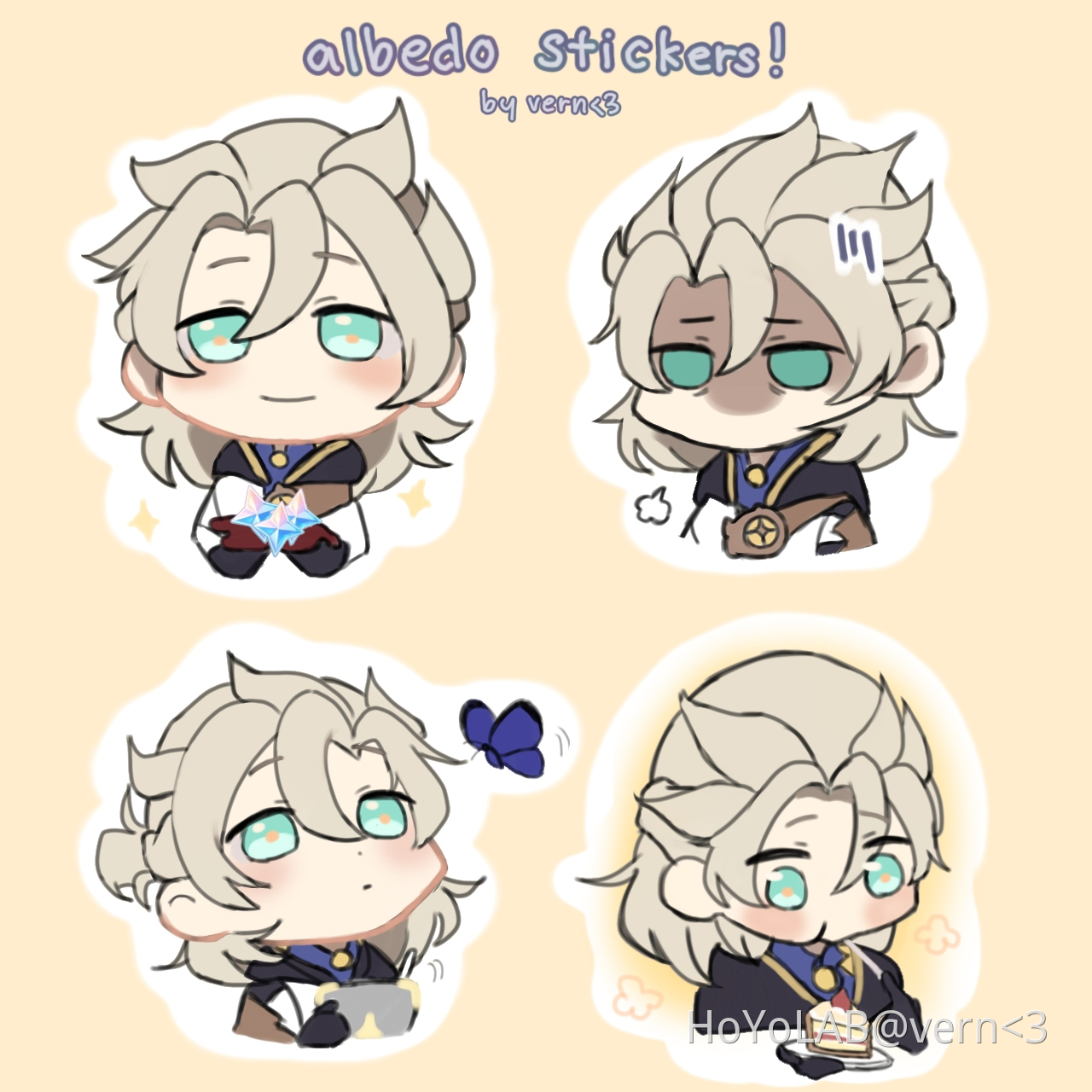 albedo stickers!! (4/4) “source of energy: desserts” | Genshin Impact ...
