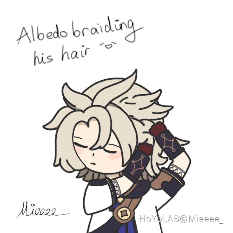 Albedo braiding his hair (3/5) | Genshin Impact | HoYoLAB