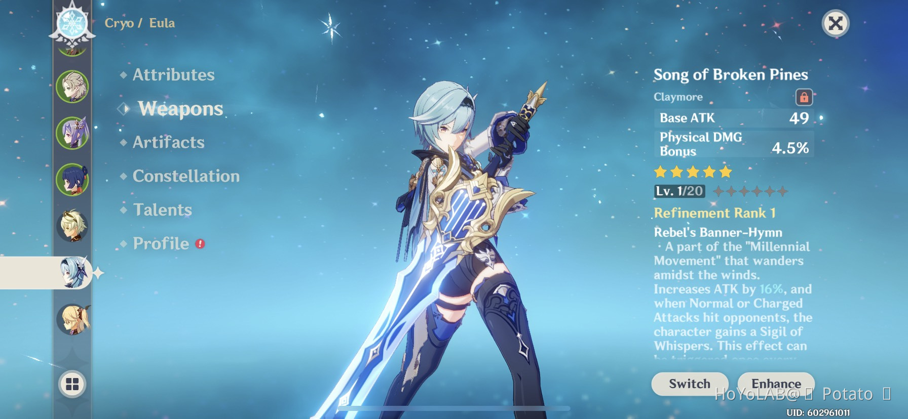 got a little something for my c1 eula Genshin Impact | HoYoLAB