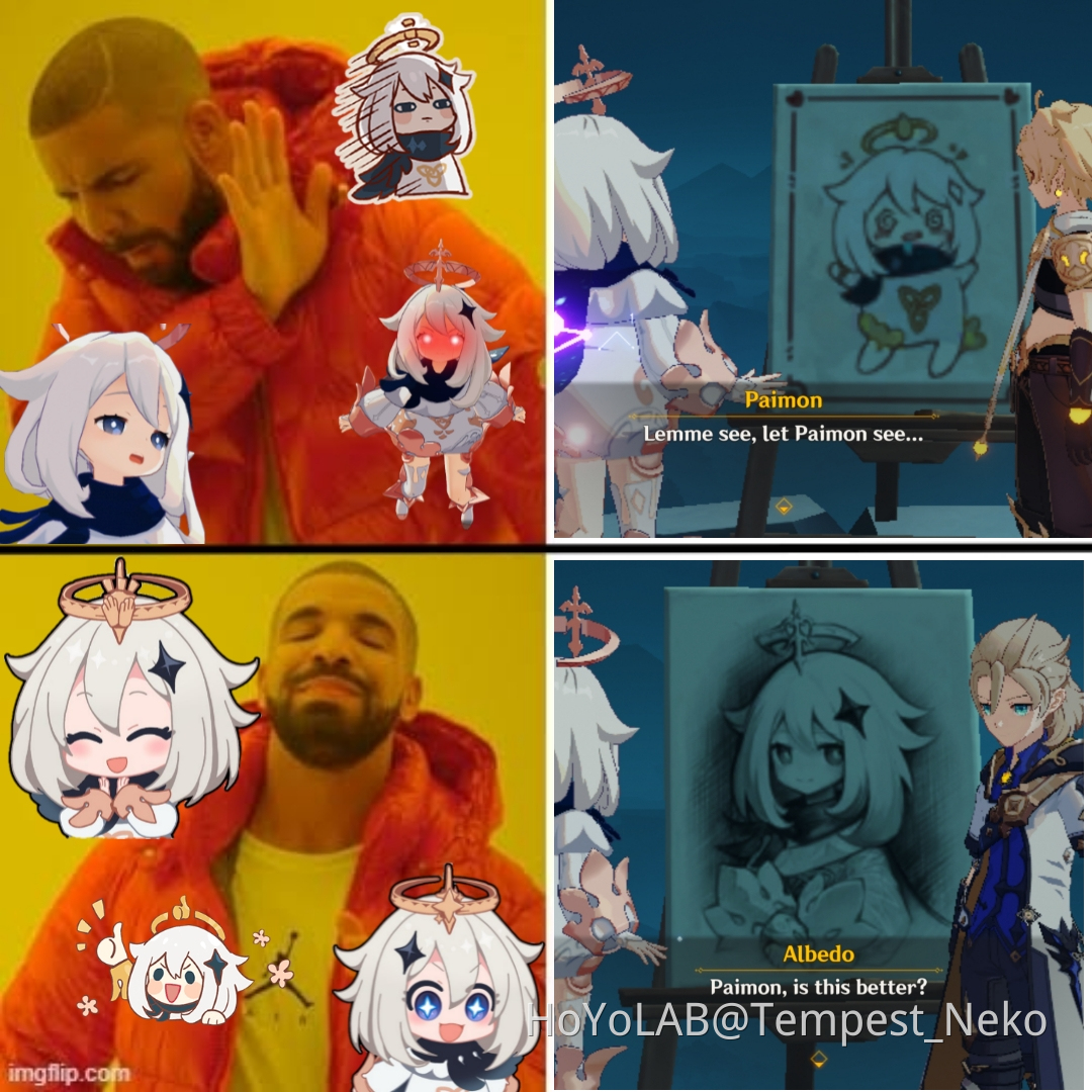 paimon doesn't like Traveler's drawing. Genshin Impact | HoYoLAB