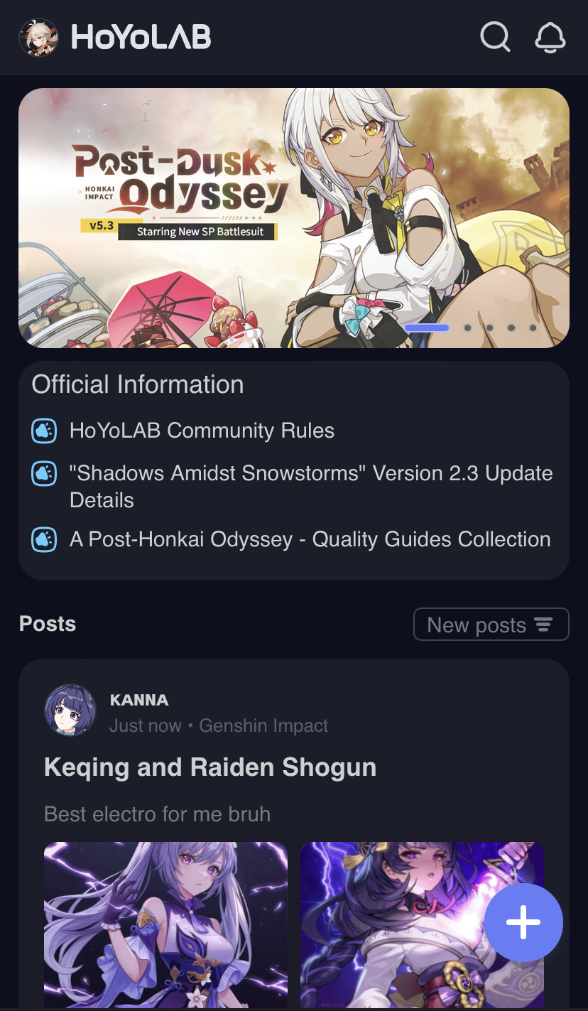 Hoyolab dark mode Genshin Impact | HoYoLAB